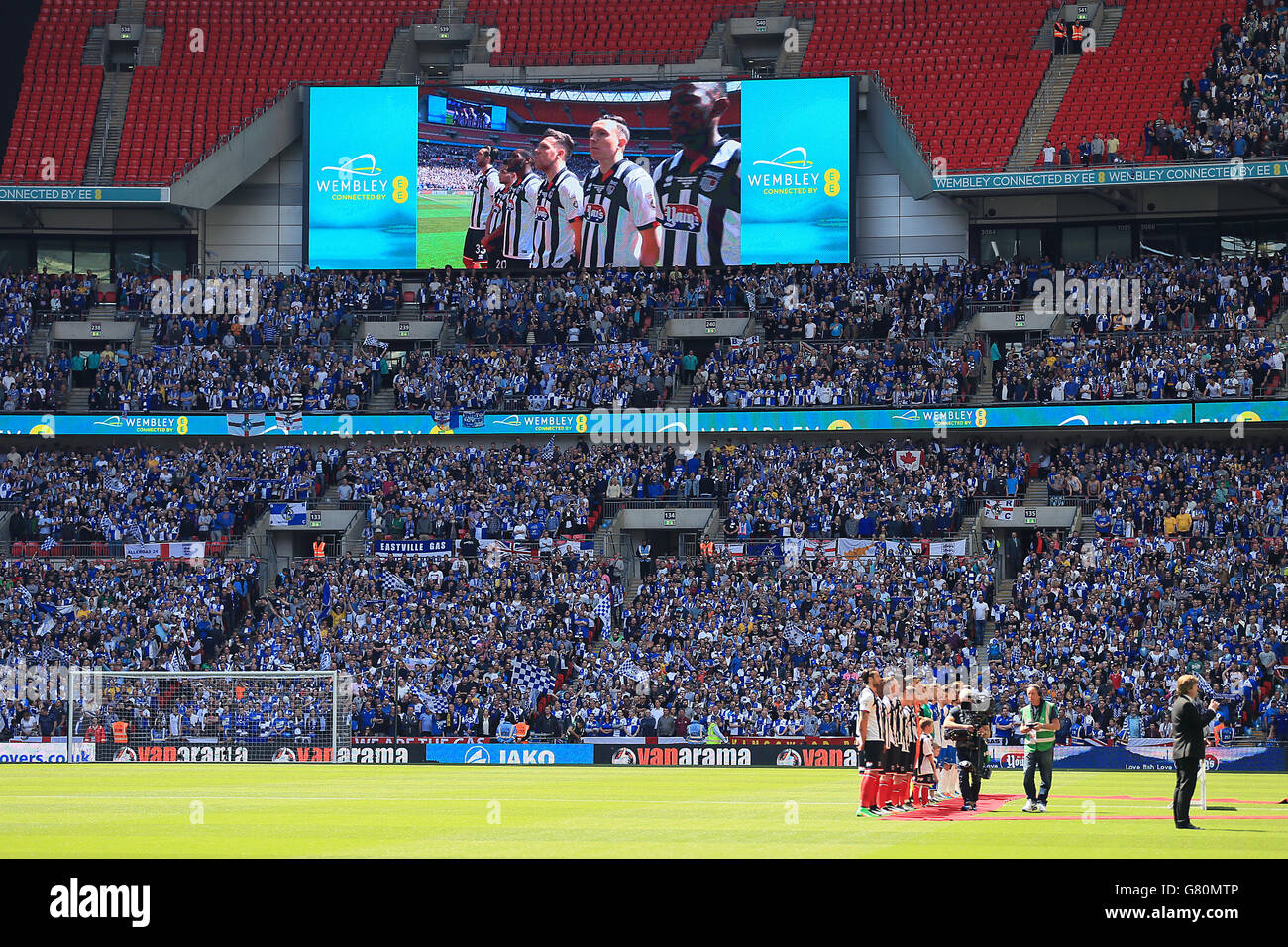 A general view of Wembley as the two teams line up before the game ...