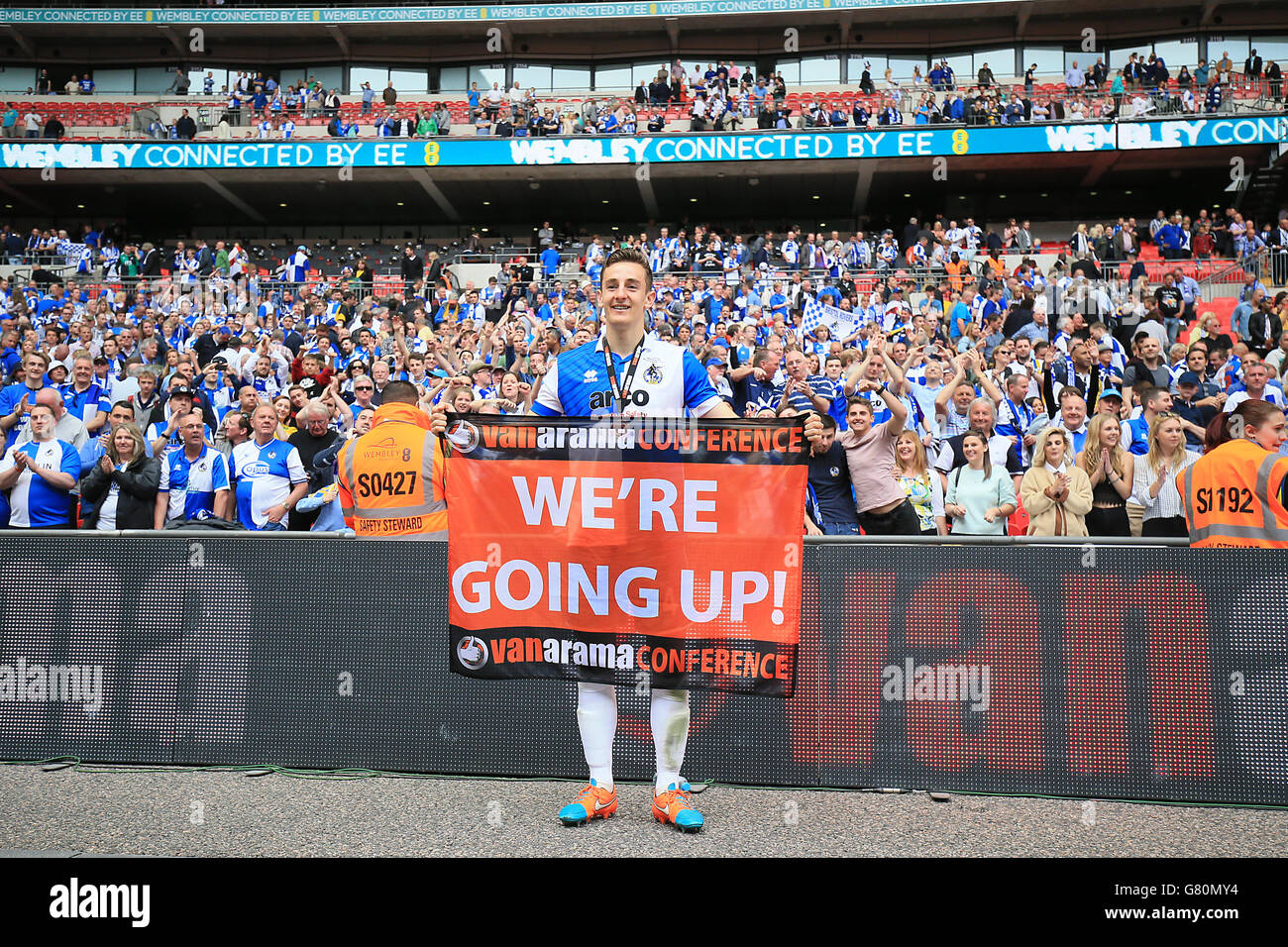 Bristol Rovers Tom Lockyer celebrates promotion from the Vanarama ...