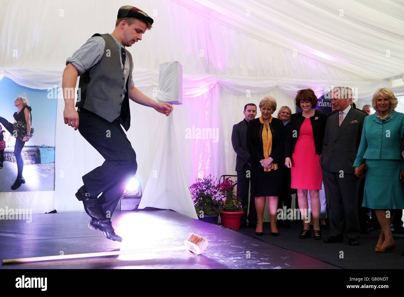 The Duchess of Cornwall and the Prince of Wales watch an Irish dancing ...