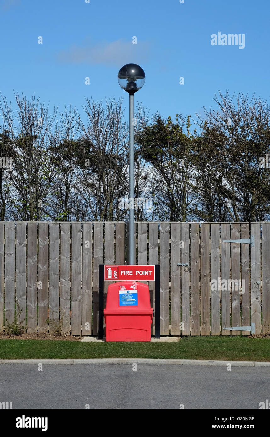Safety fire point on new caravan park Stock Photo - Alamy