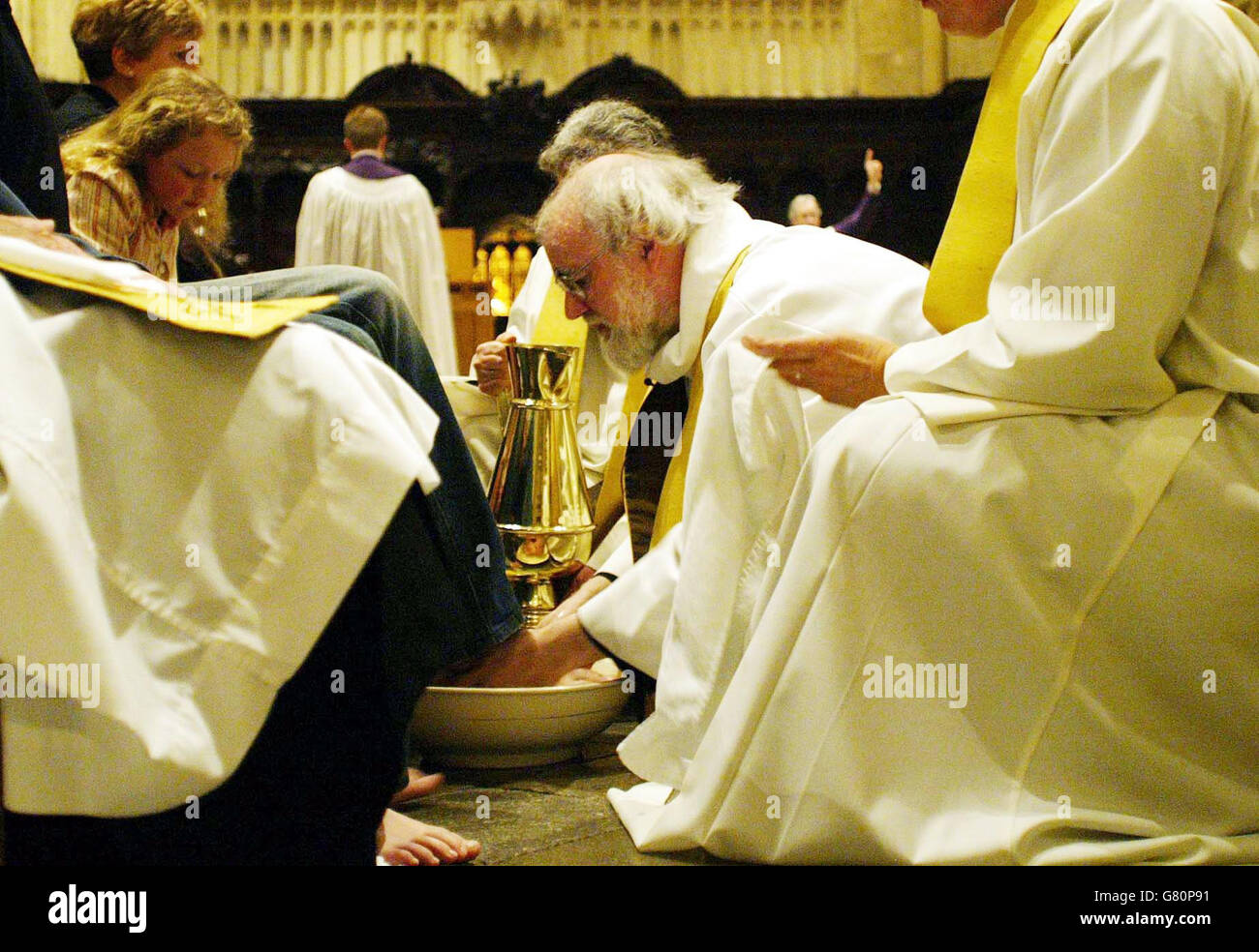 Maundy Thursday feet washing ceremony - Canterbury Cathedral Stock ...