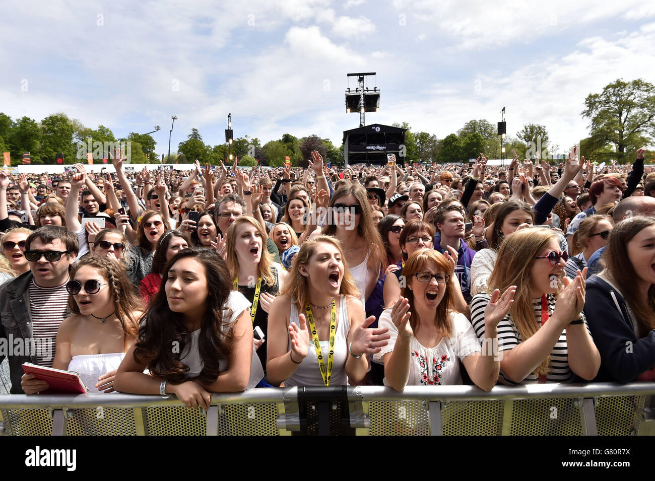 Radio 1 Big Weekend - Norwich - Saturday. The crowd watch 5 Seconds of ...