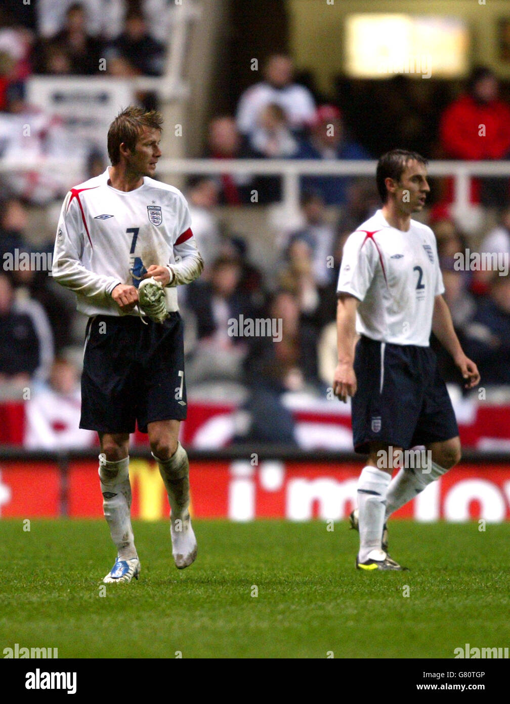 England's David Beckham walks away with his boot in his hand Stock ...