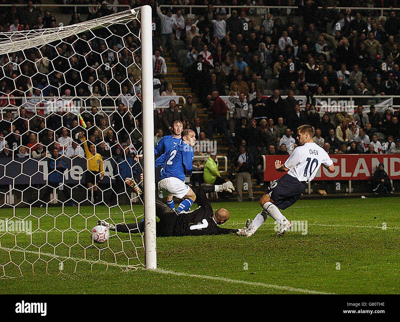 Michael owen of england but the goal was ruled offside hi-res stock ...