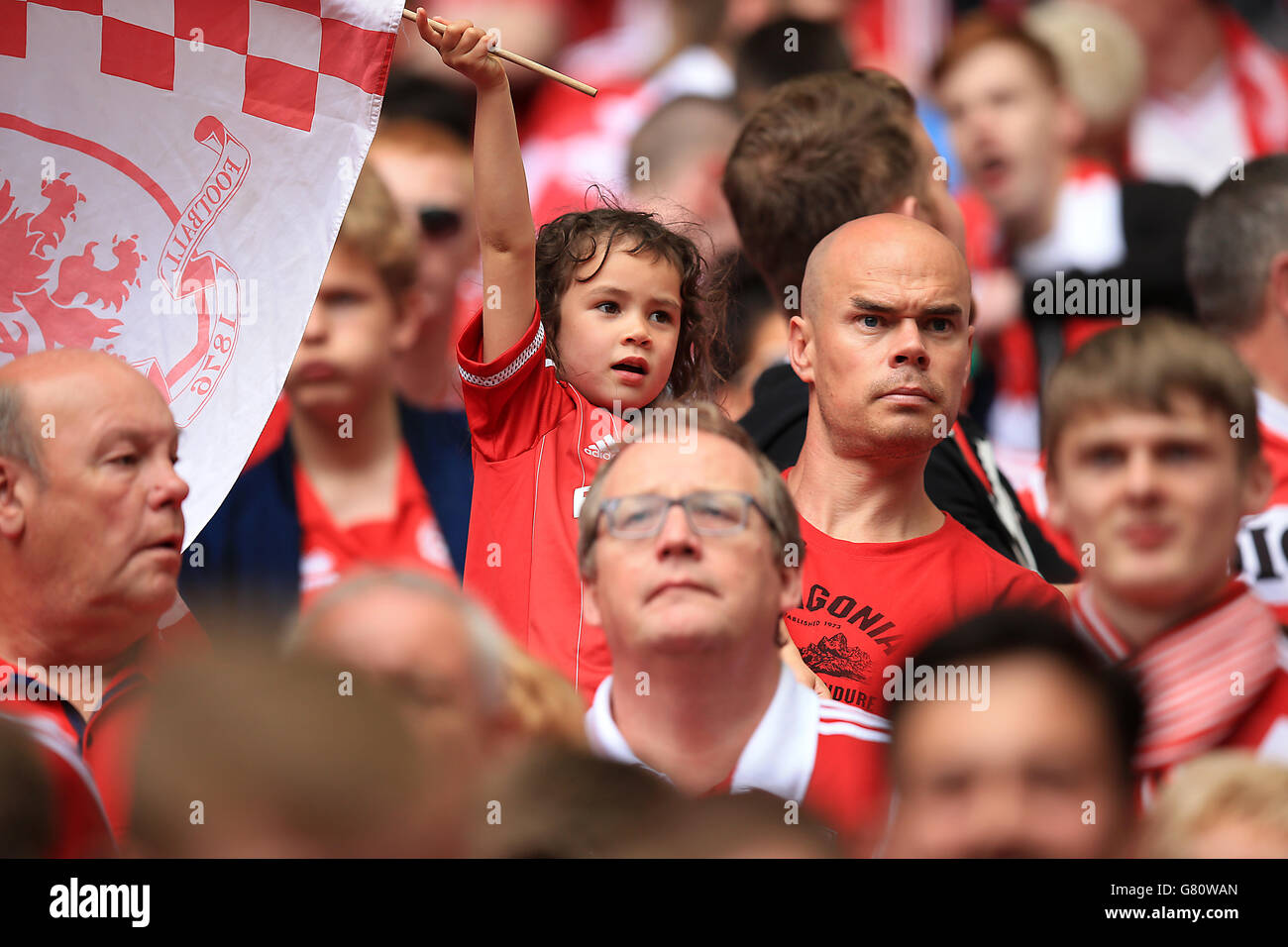Middlesbrough supporters in the crowd before the Barclays Premier ...