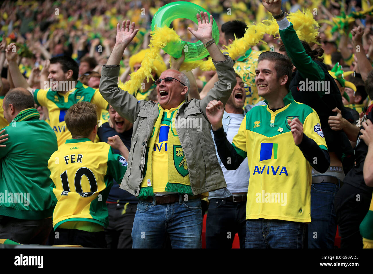 Norwich city fans celebrate in the stands hi-res stock photography and ...