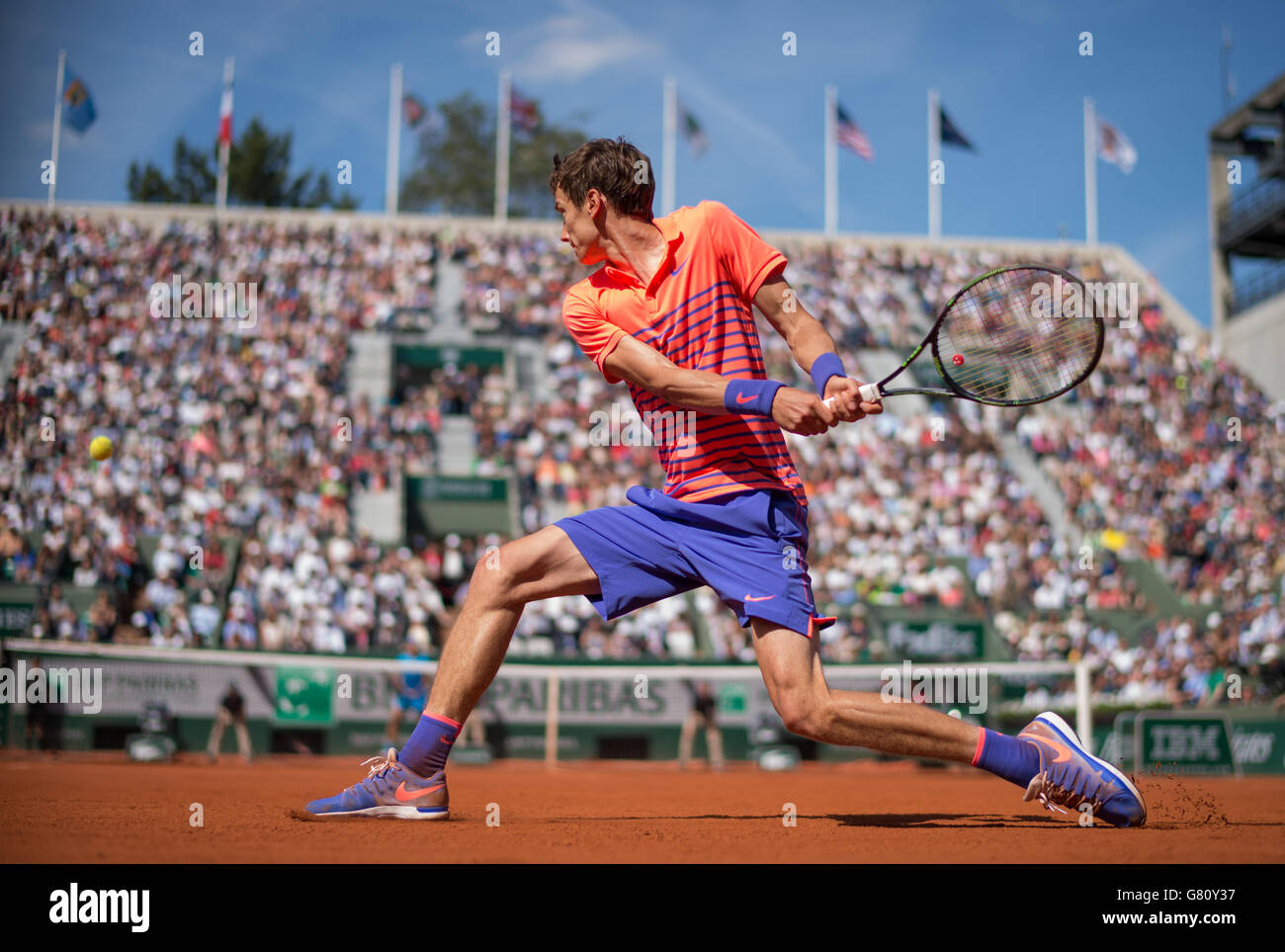 Andrey Kuznetsov in action during his 3rd round men's singles match ...