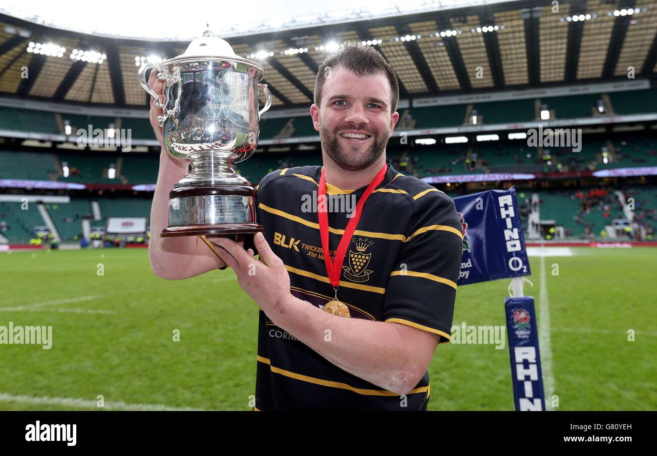 Cornwall's Kyle Marriott with the trophy after victory over Lancashire ...