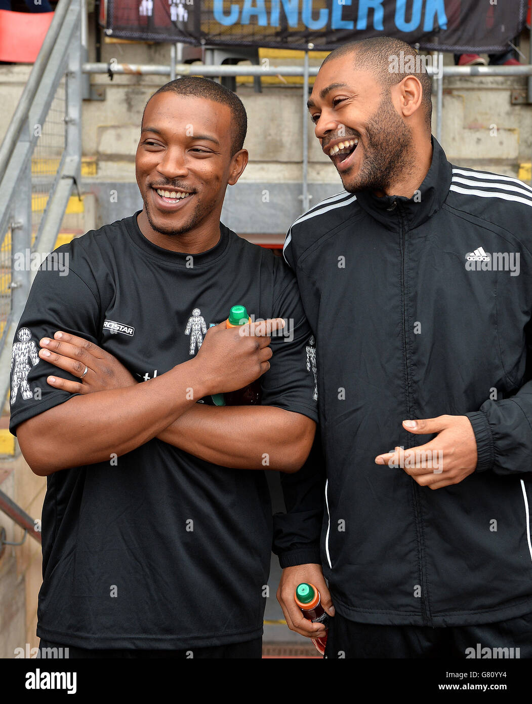Men United team members actor Ashley Walters (left) and rapper Kano at ...