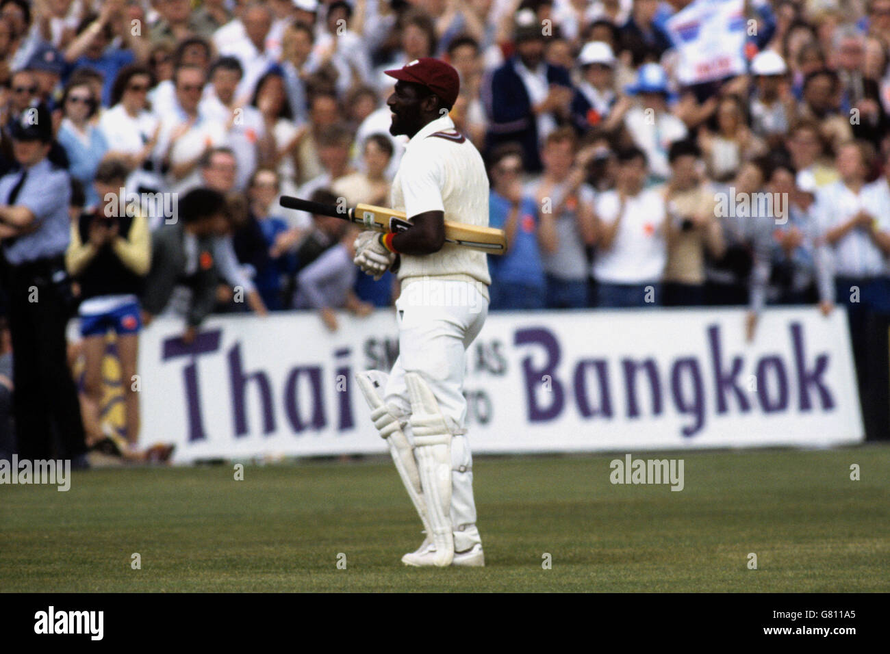 West Indies' Viv Richards receives a standing ovation from the crowd as ...