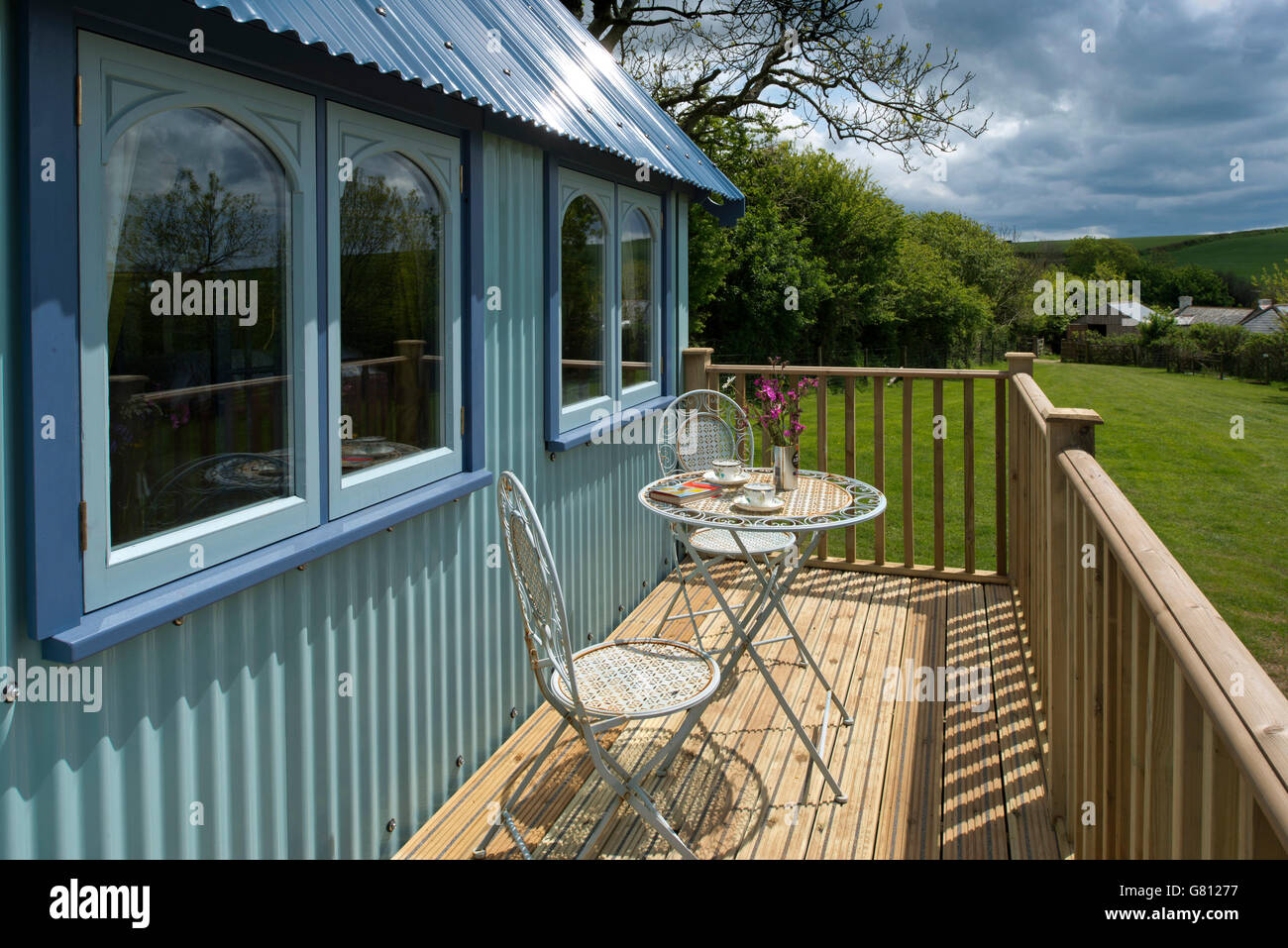 A summerhouse in the style of a Victorian tin tabernacle chapel in ...