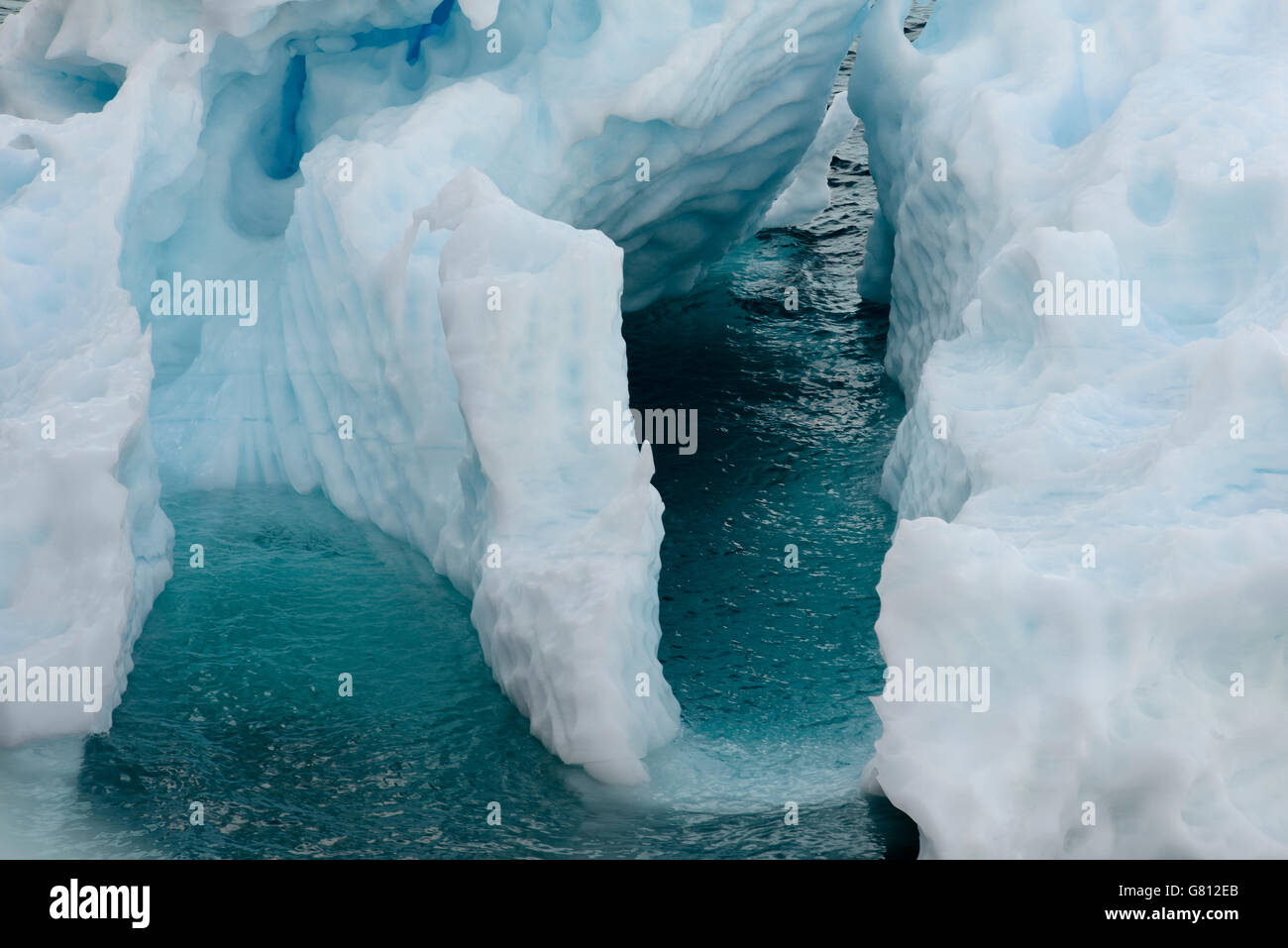 Close up of an Ice formation floating in the icy waters of Antarctica ...