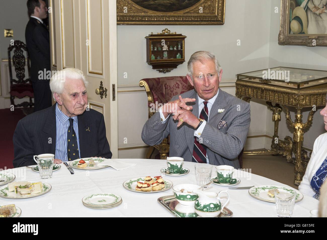 The Prince of Wales (right) with Fl Of Ken Wilkinson at a tea party for ...