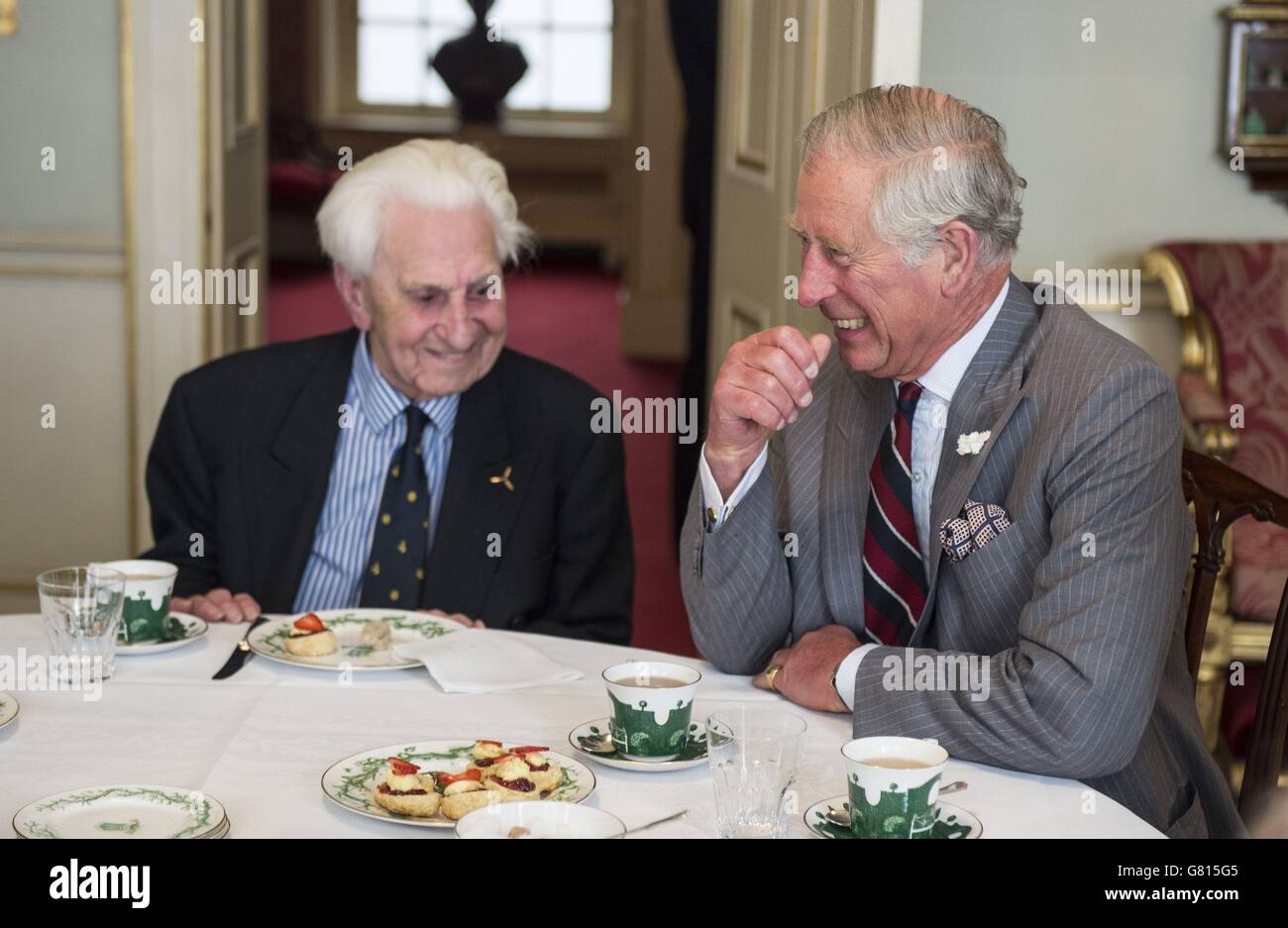 The Prince of Wales (right) with Fl Of Ken Wilkinson at a tea party for ...