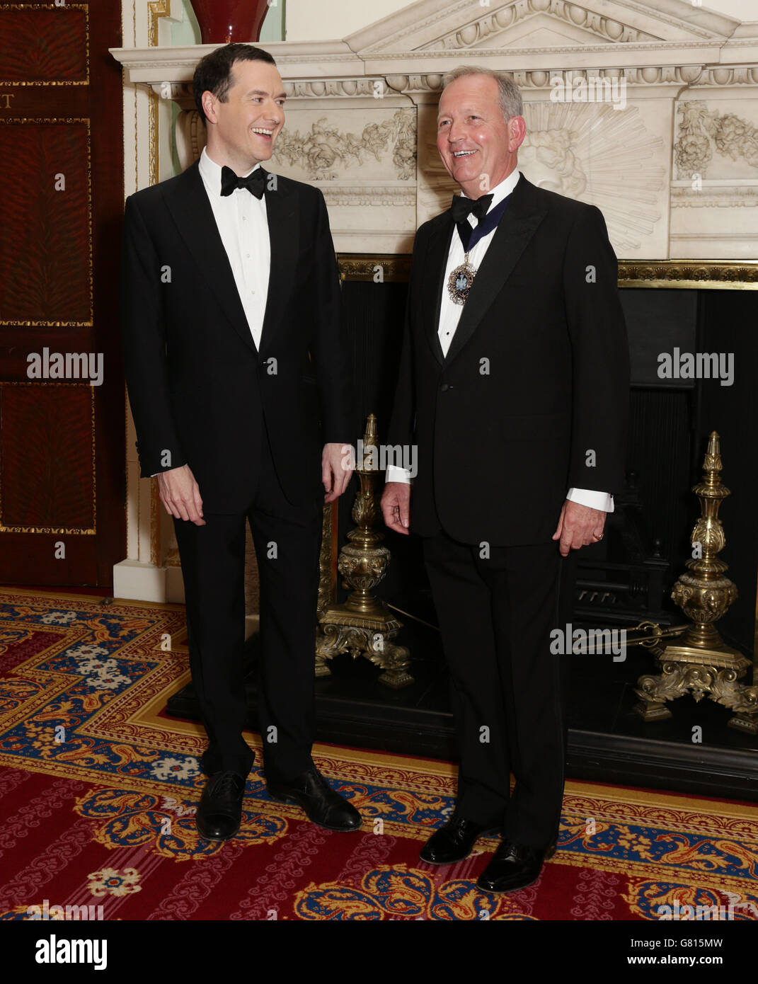 Chancellor George Osborne (left) with Lord Mayor of London Alan Yarrow ...