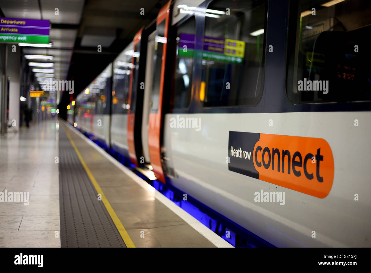 A Heathrow Connect train at Heathrow Airport in West London Stock Photo ...