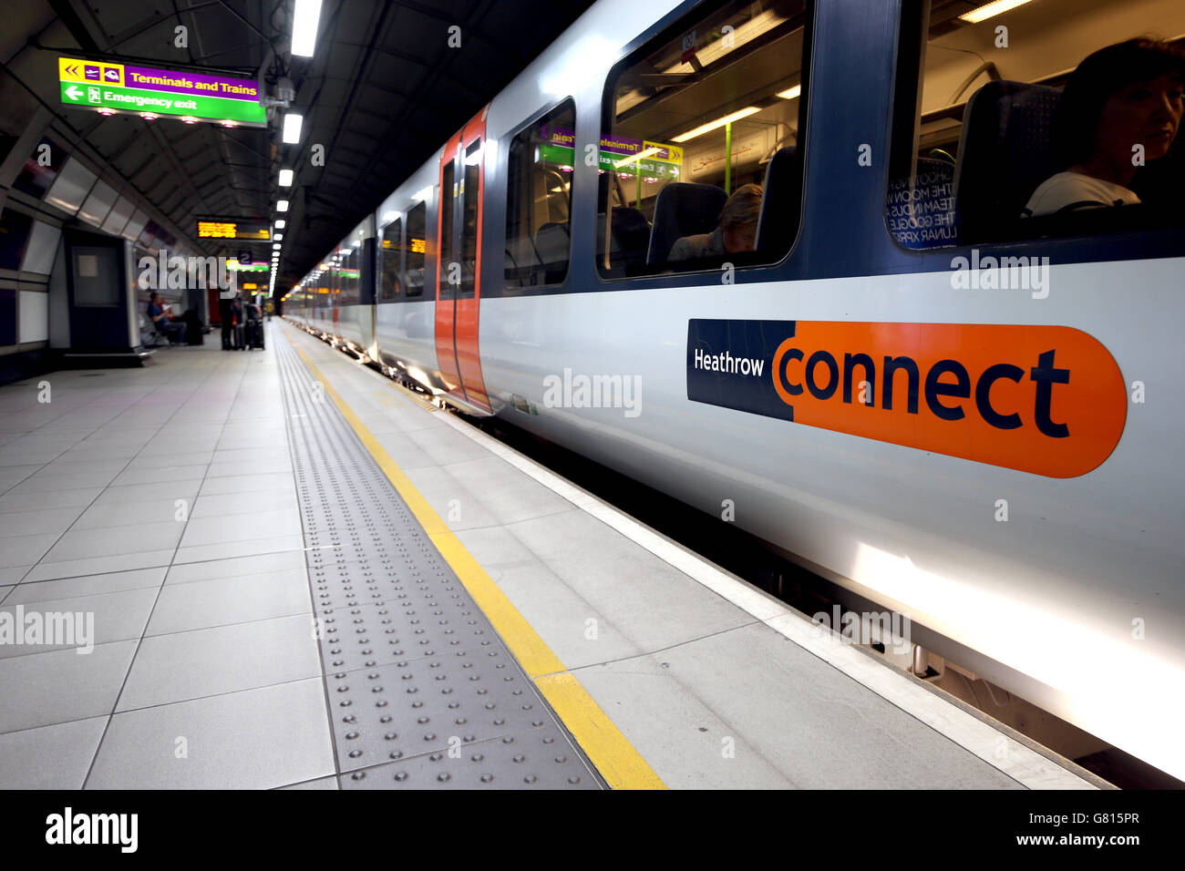 Railway stock. A Heathrow Connect train at Heathrow Airport in West ...
