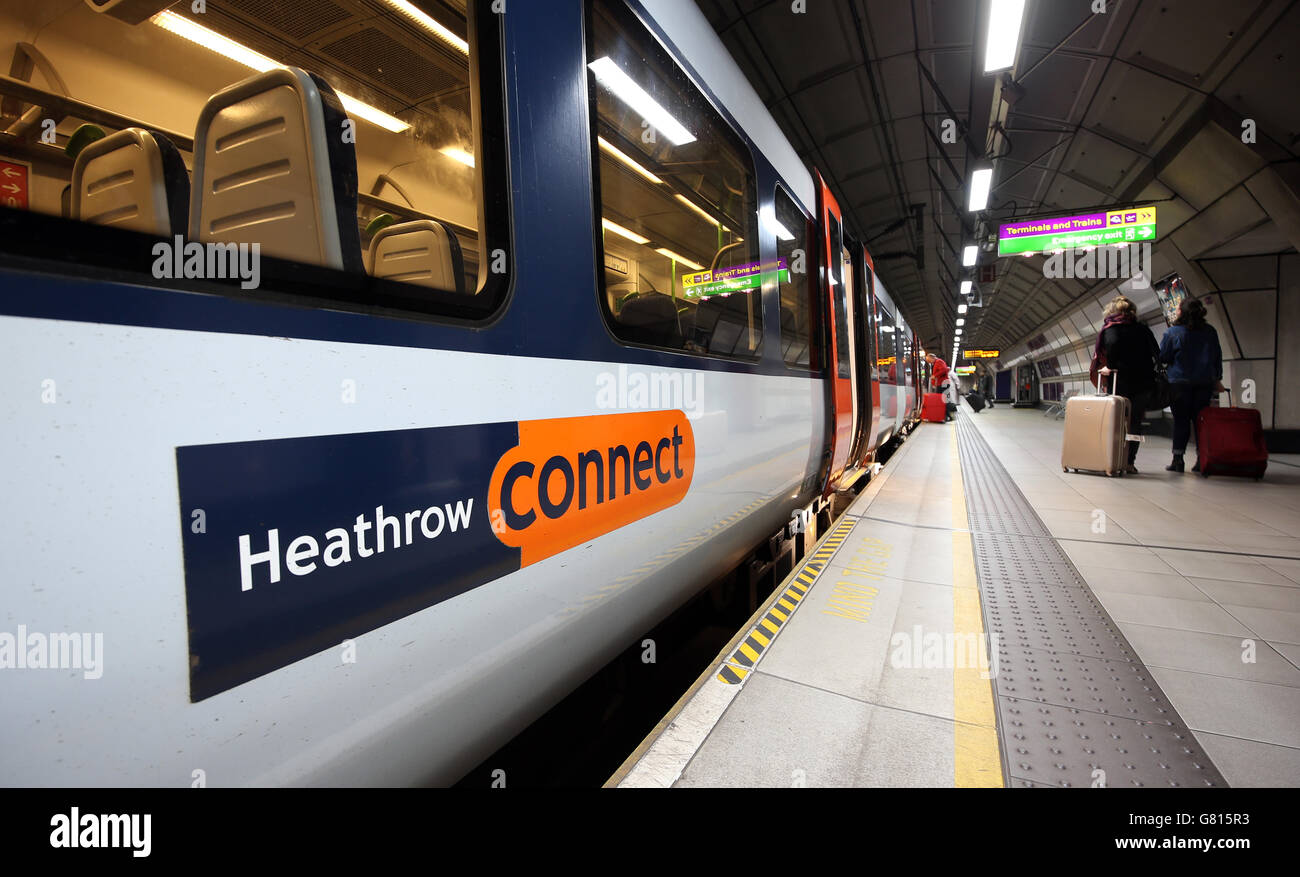 Railway stock. A Heathrow Connect train at Heathrow Airport in West ...