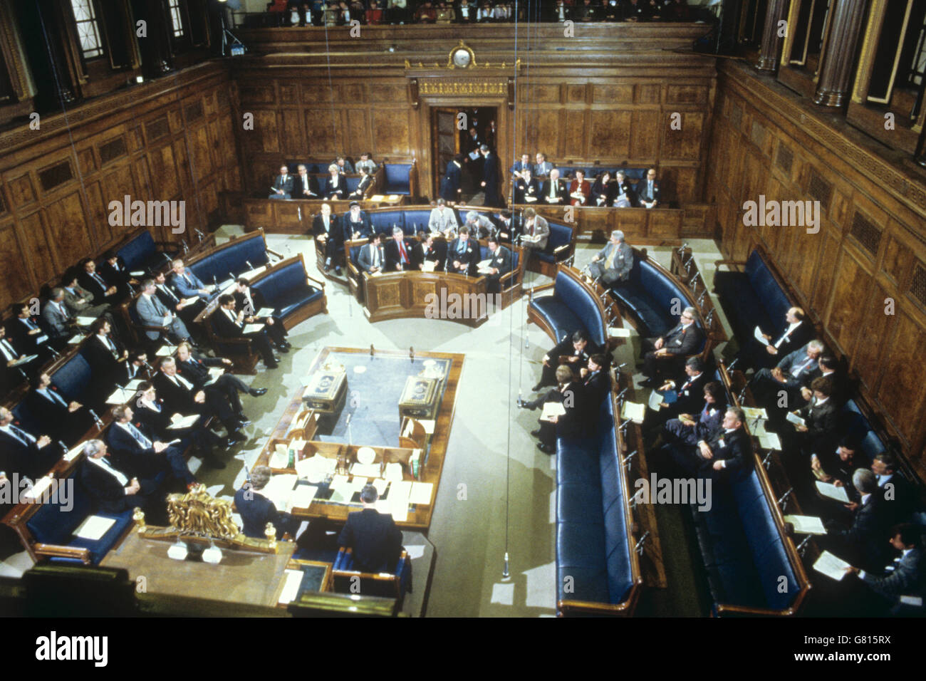 The part-filled chamber in Stormont Castle, where the first sitting of ...