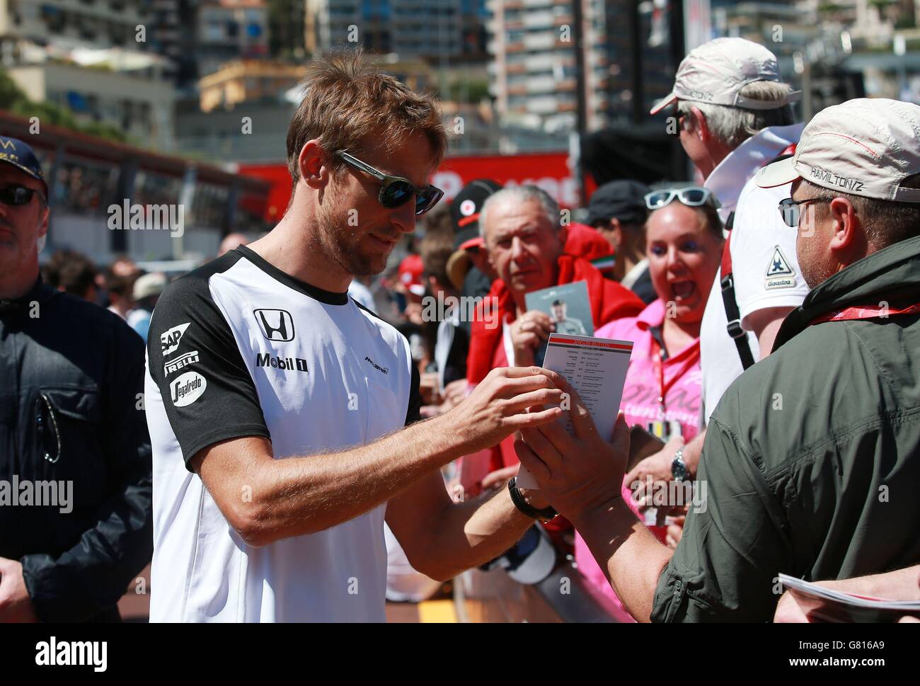 McLaren's Jenson Button signs autographs at the Circuit de Monaco ...