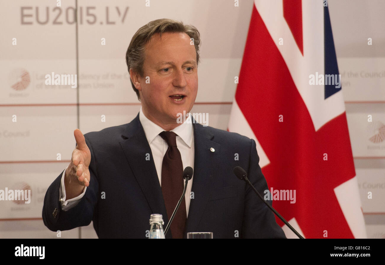 Prime Minister David Cameron holds a press conference at the end of the ...