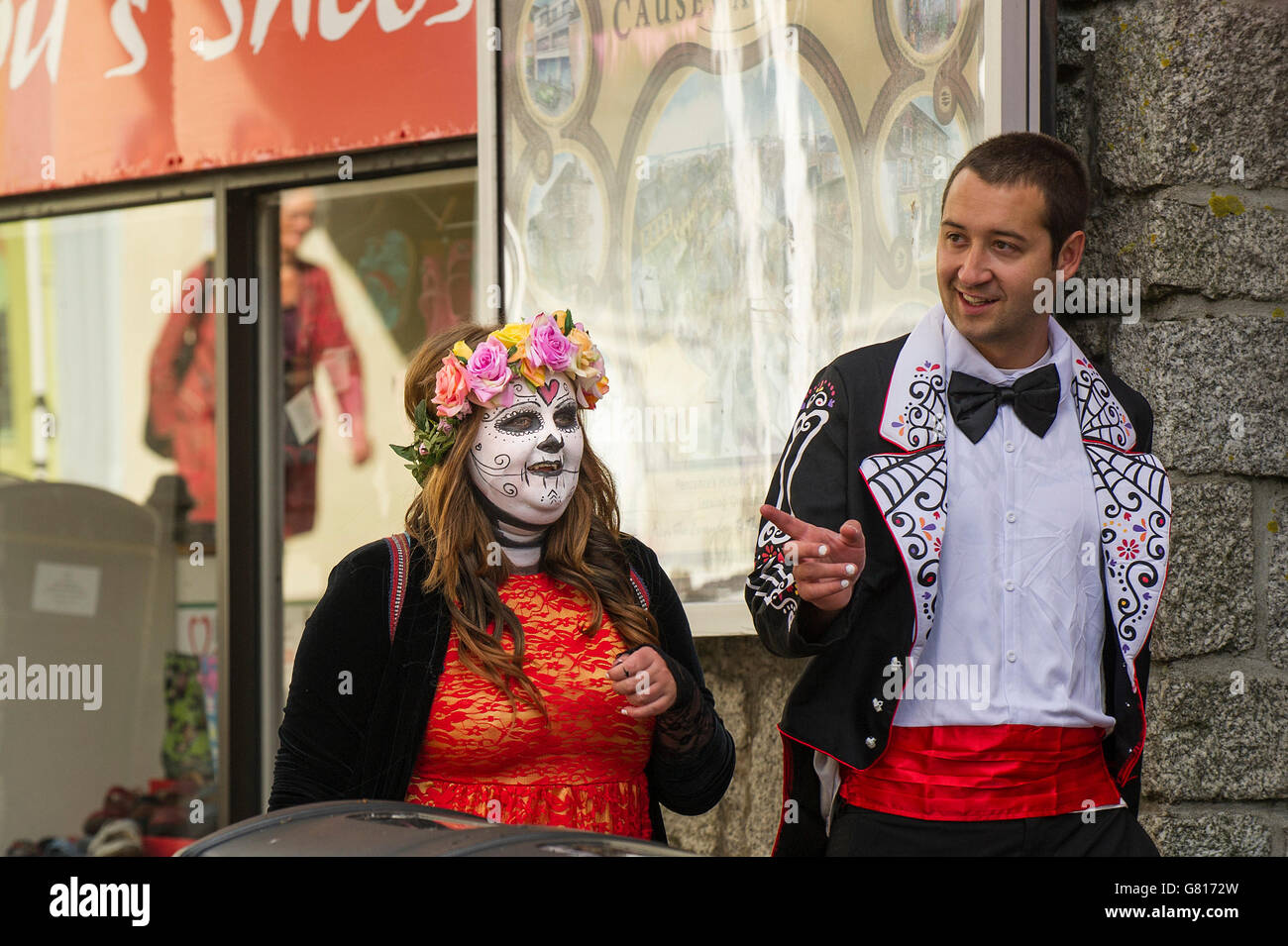 Participants at the Mazey Day celebrations in Penzance, Cornwall Stock ...