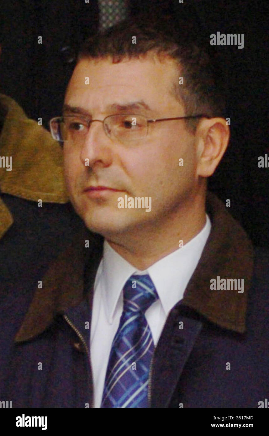 Police officer Danny Phillips (centre - front), 42, leaves. Mr Phillips ...