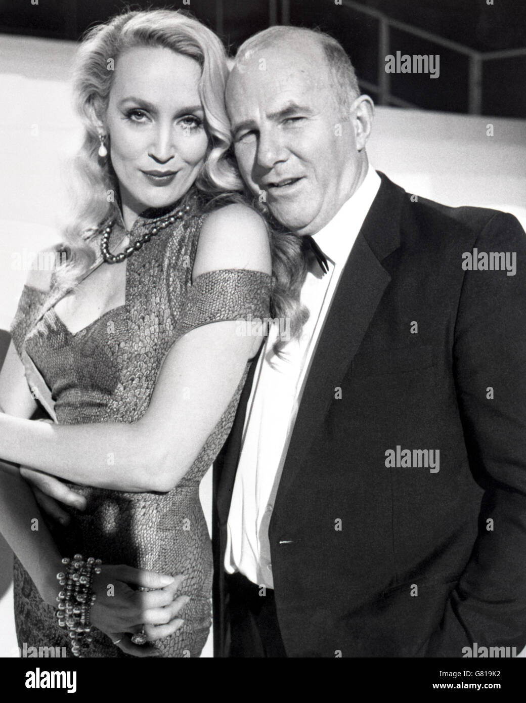 Television - Clive James and Jerry Hall - London Stock Photo - Alamy