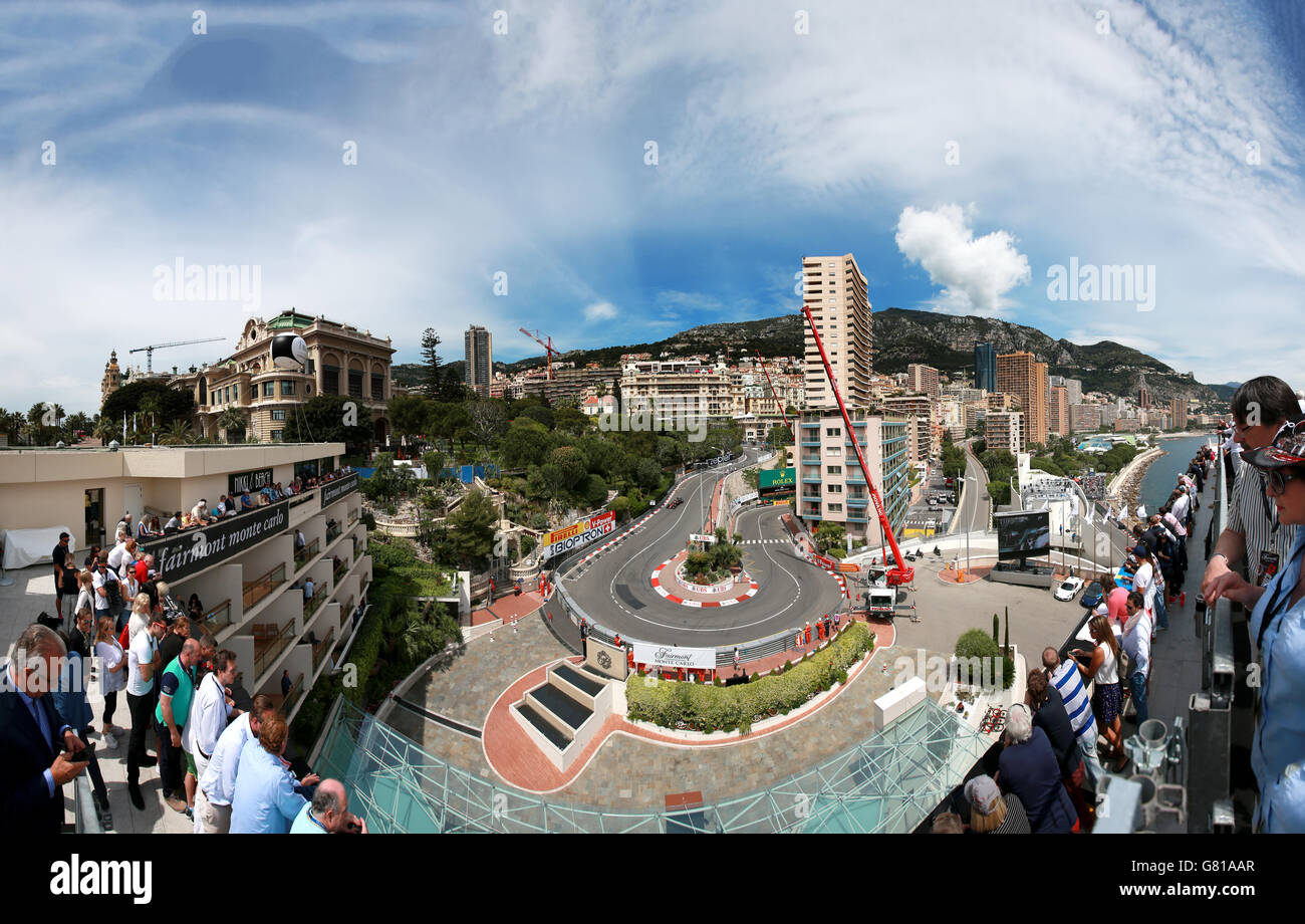 A panoramic view from the balcony of the Fairmont Hotel of the hairpin ...