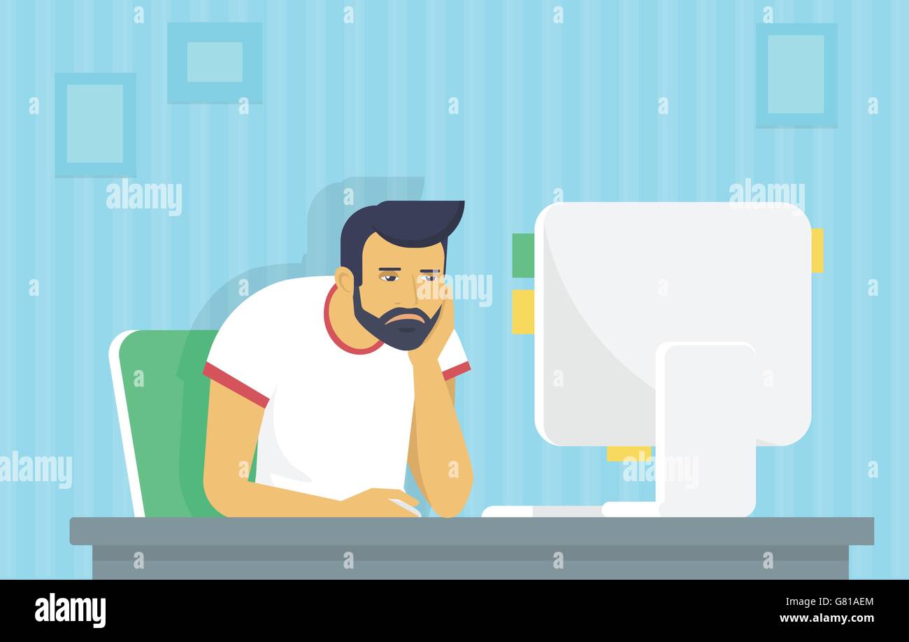 Man is working with computer Stock Vector Image & Art - Alamy