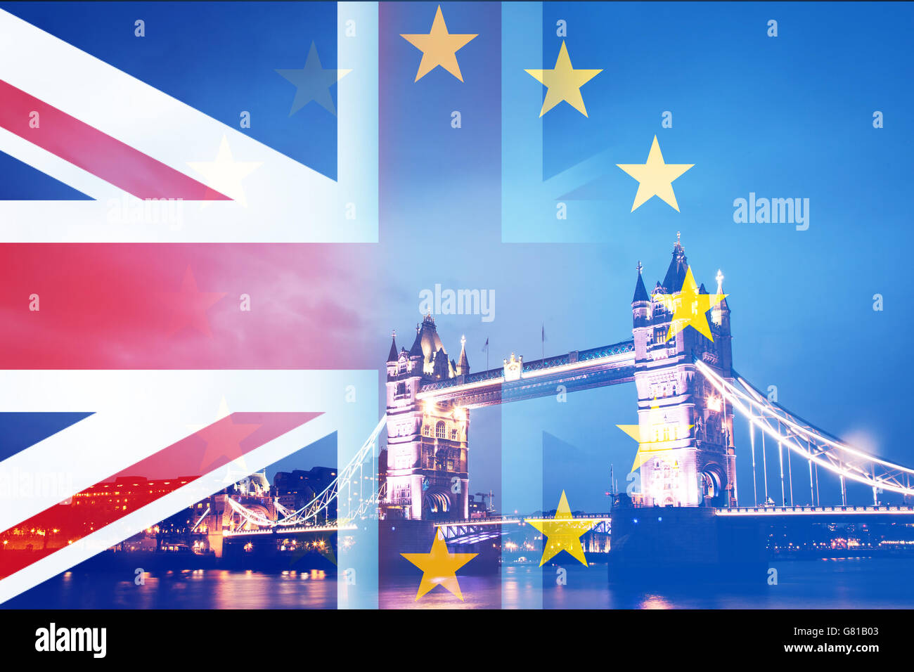 United Kingdom and European union flags combined for the 2016 ...