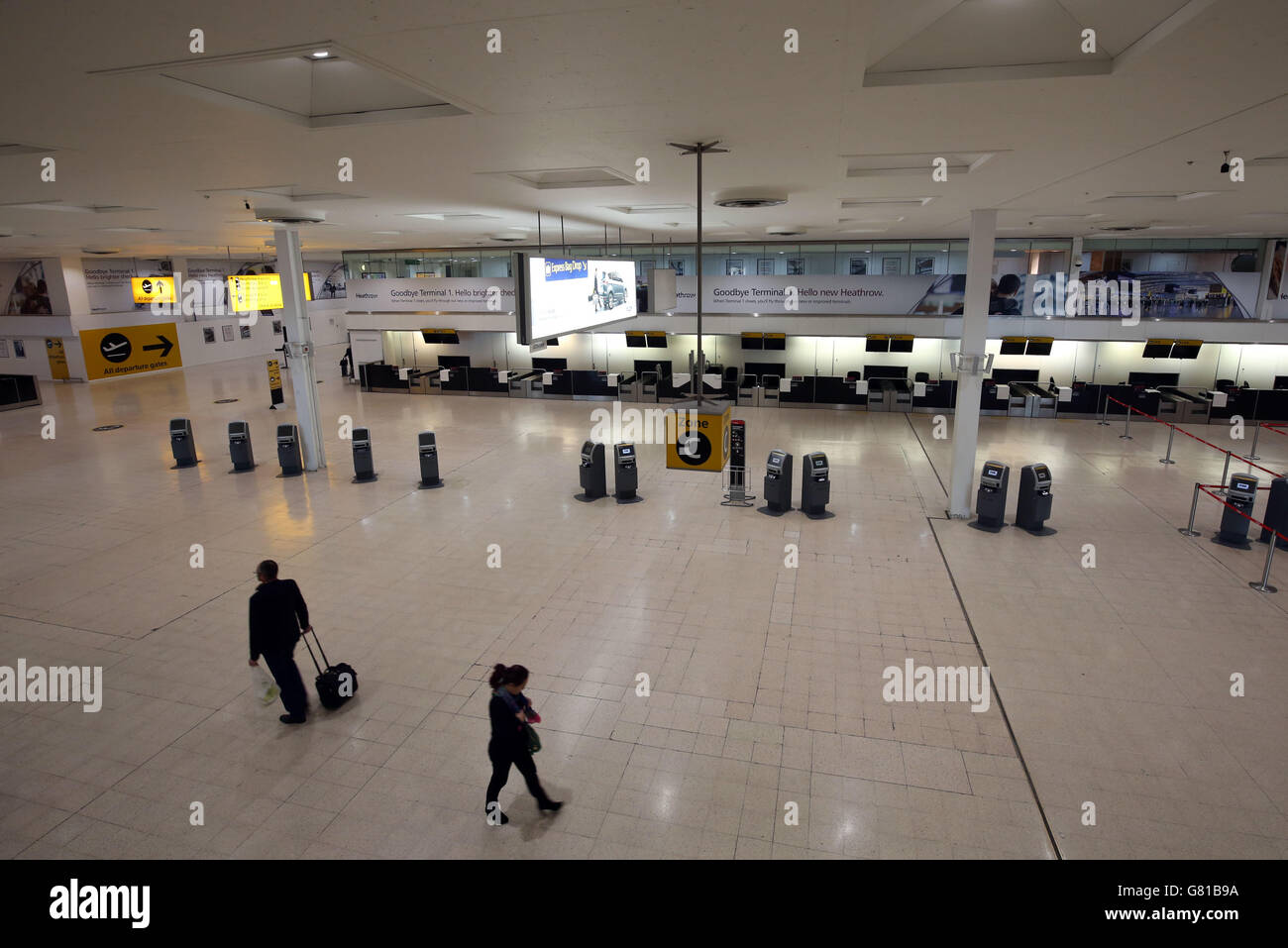 The departures level of Terminal One at Heathrow Airport which is ...