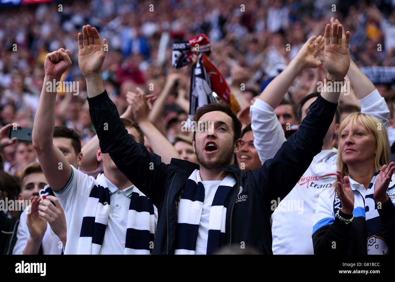 Preston North End fans show their support in the stands Stock Photo - Alamy