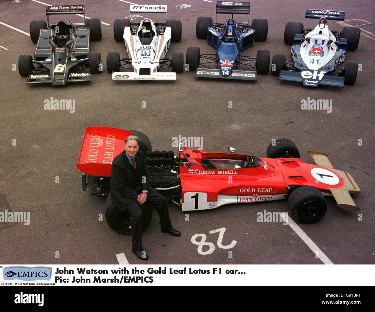 John watson with the gold leaf lotus formula one car hi-res stock ...