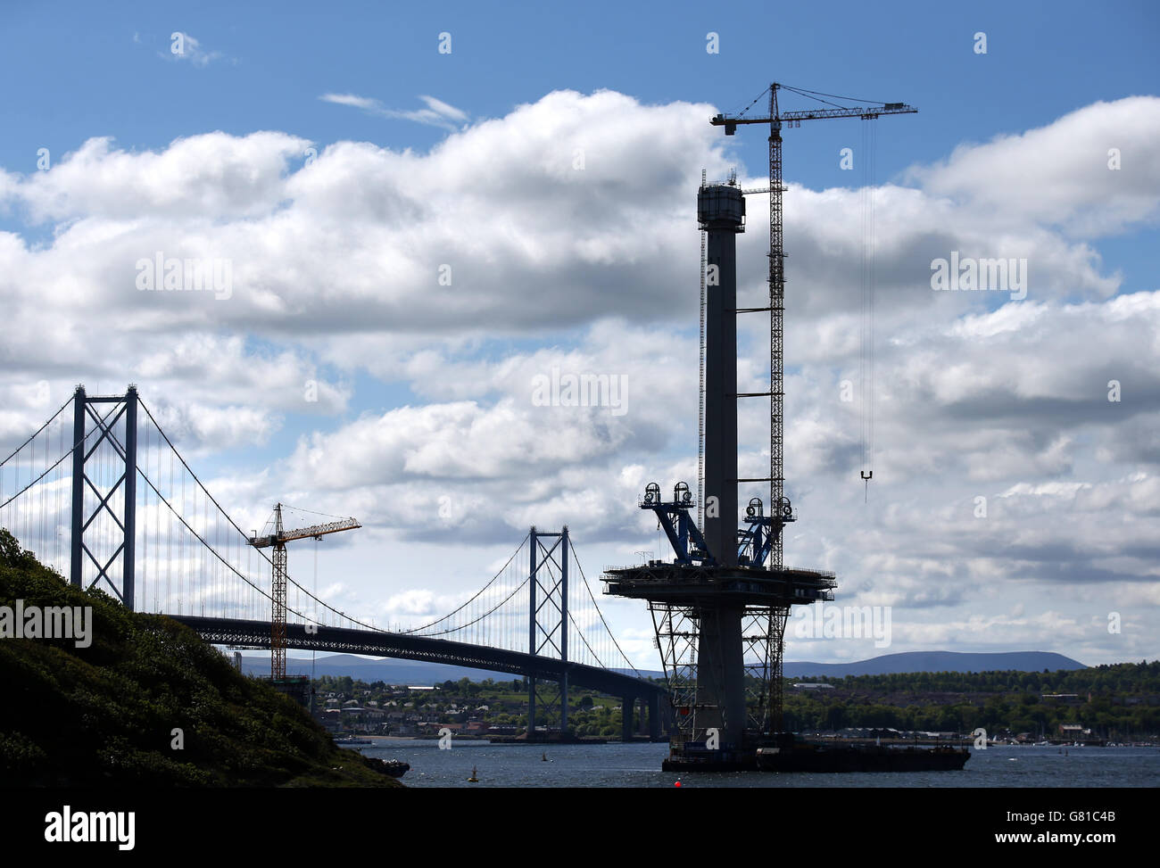 Work continues on the Queensferry Crossing, road bridge being built ...