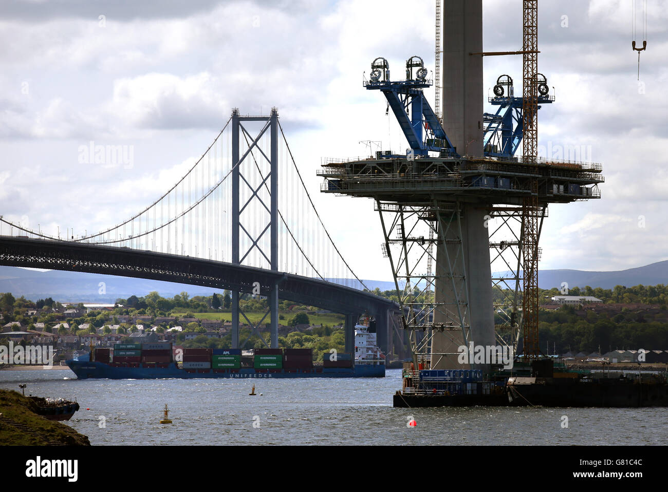 Work continues on the Queensferry Crossing, road bridge being built ...