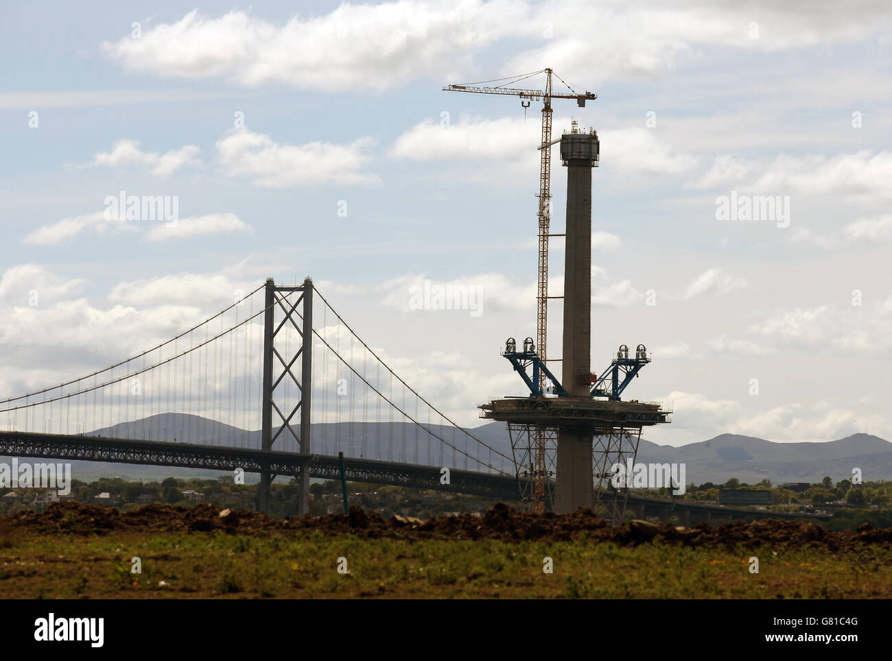 Work continues on the Queensferry Crossing, road bridge being built ...
