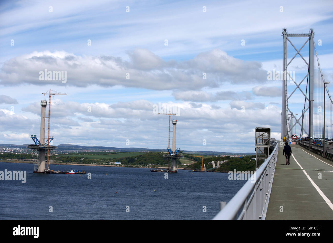 Work continues on the Queensferry Crossing, road bridge being built ...