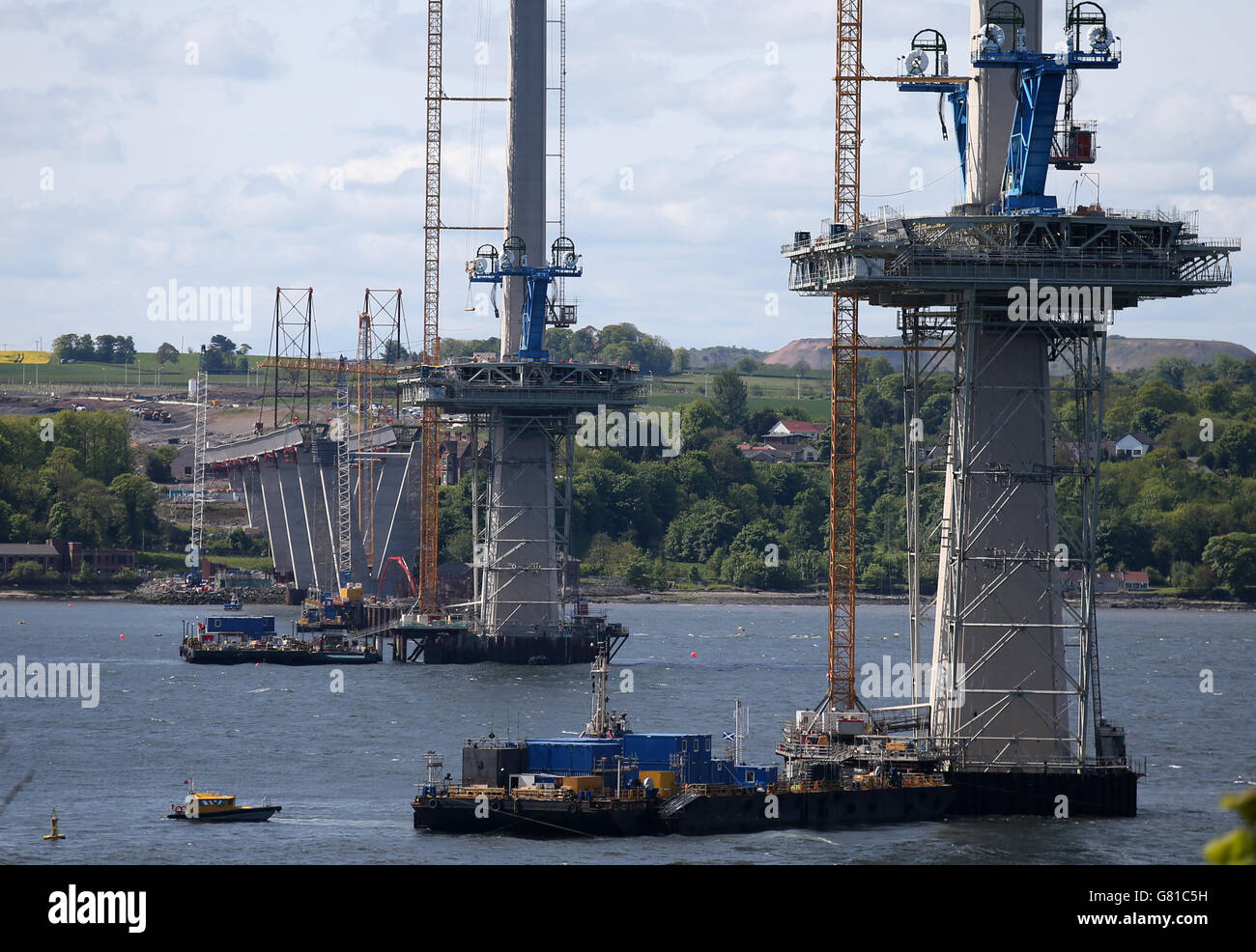 Work continues on the Queensferry Crossing, road bridge being built ...