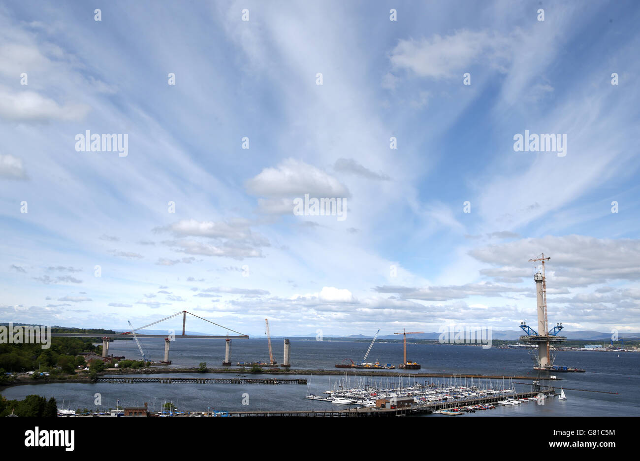 Work continues on the Queensferry Crossing, road bridge being built ...
