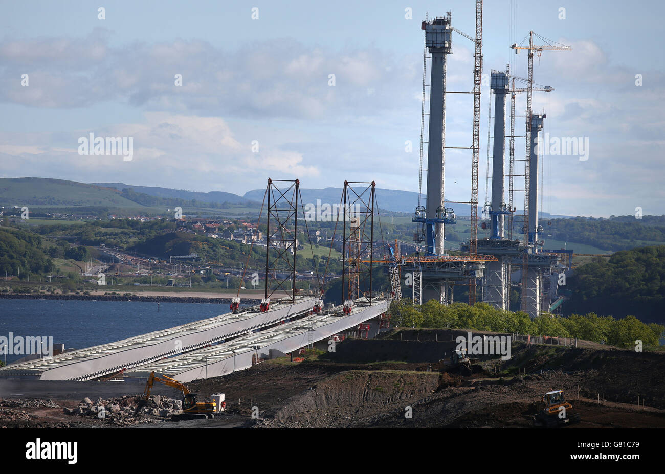 Work continues on the Queensferry Crossing, road bridge being built ...