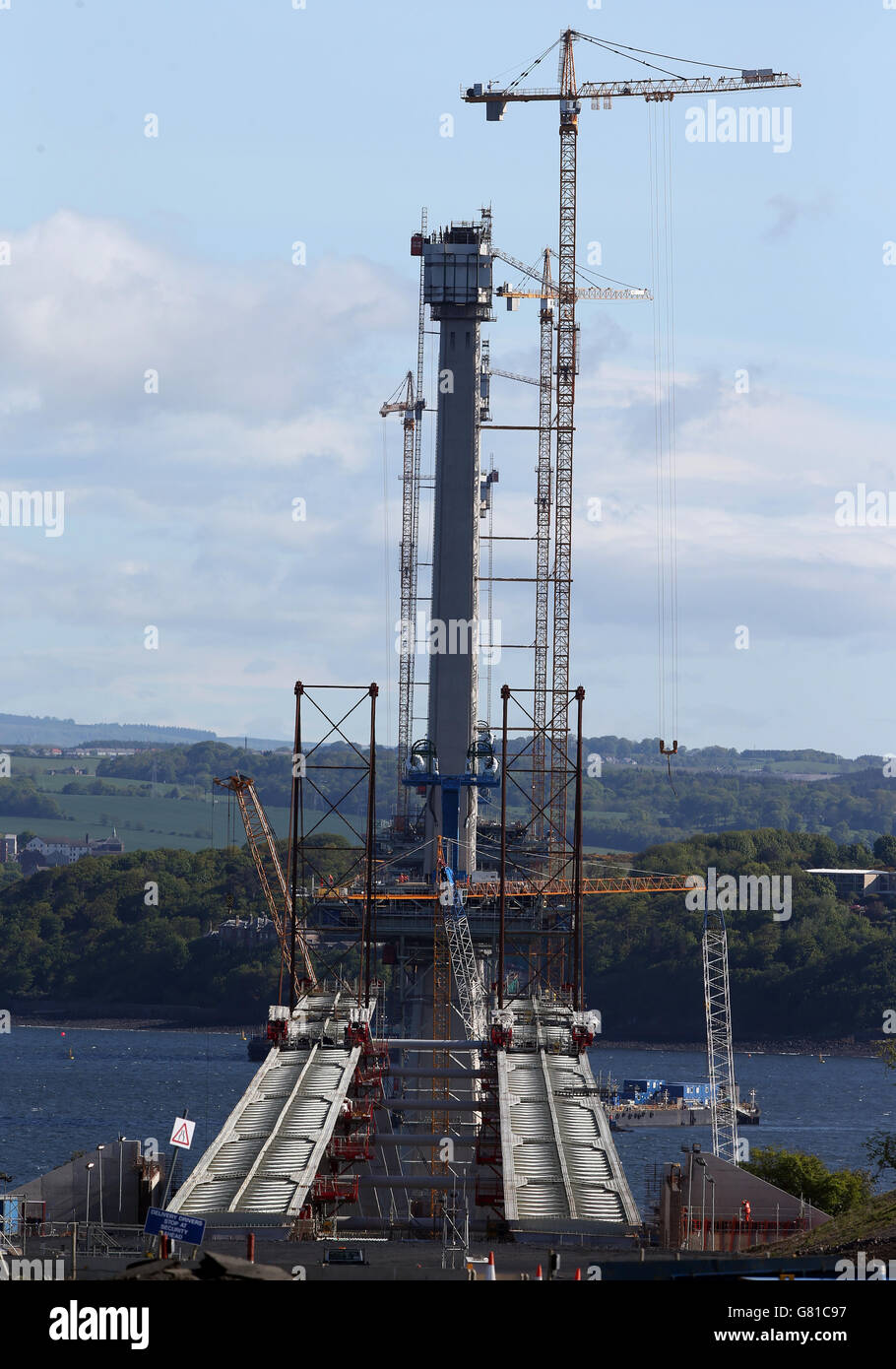 Work continues on the Queensferry Crossing at South Queensferry. The ...