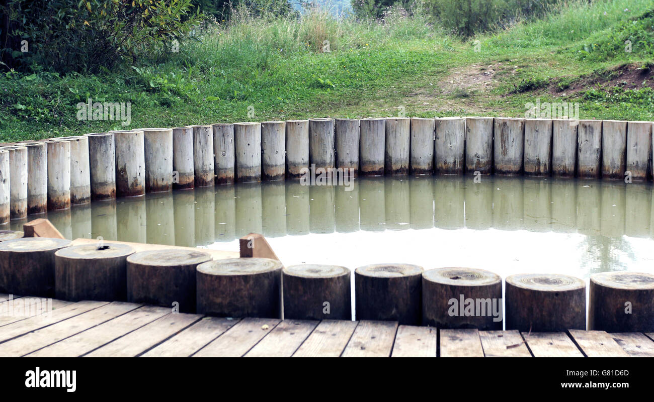 Therapy balneo bath in the middle of nature, wood, water Stock Photo ...