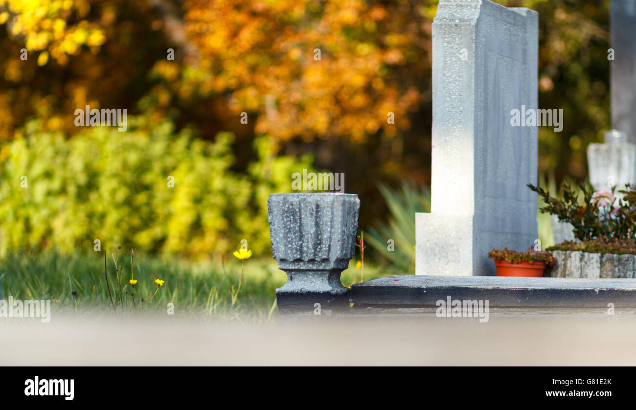 Old grave in a catholic cemetery in Europe during the fall season Stock ...
