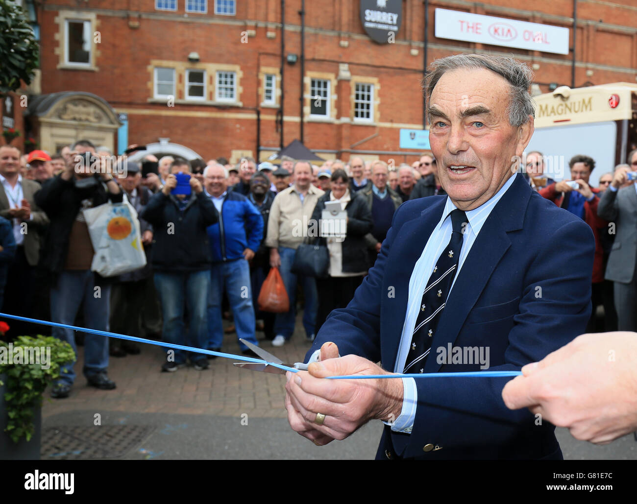 John Edrich cuts the ribbon to open the gate named after himself at the ...
