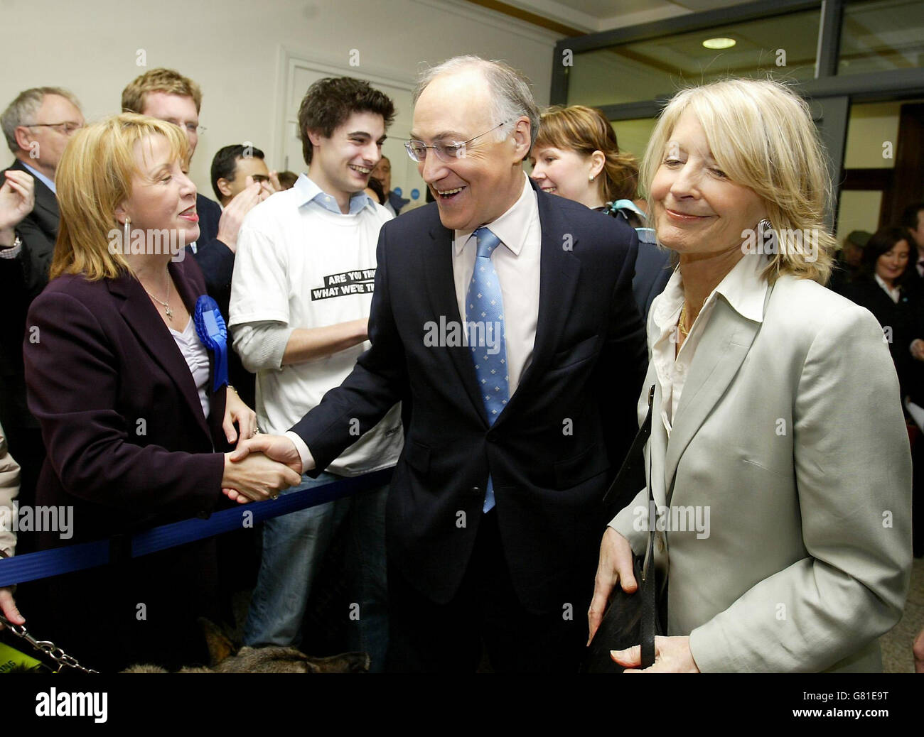 Politics campaigning arriving with wife shaking hands hi-res stock ...