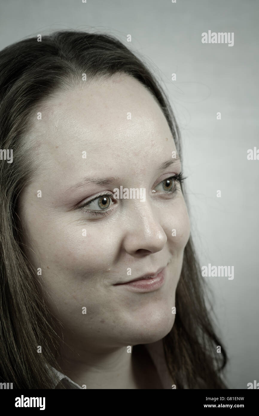 Young woman showing different faces in portrait photos Stock Photo - Alamy