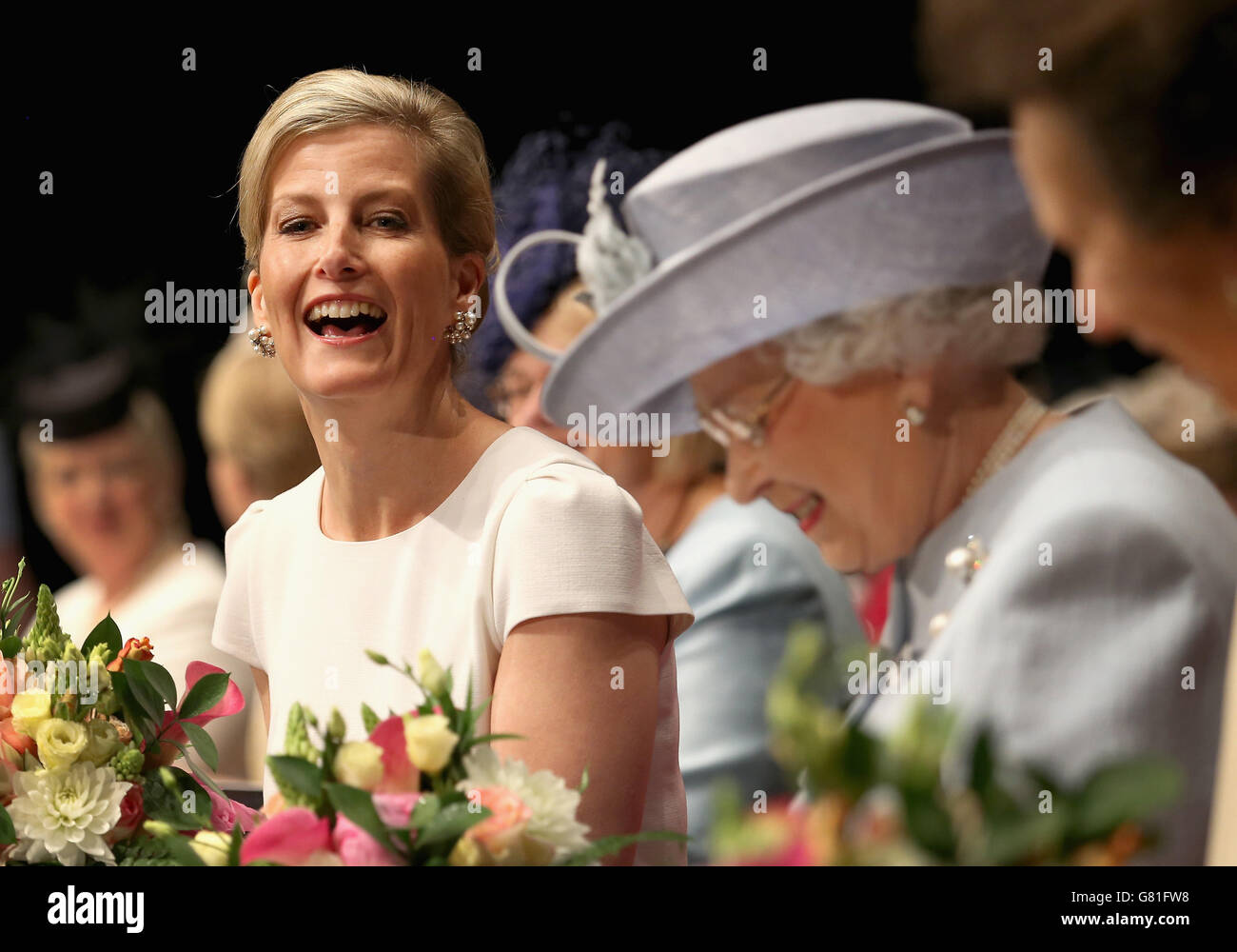 The Countess of Wessex, Princess Royal and Queen Elizabeth II laugh at ...