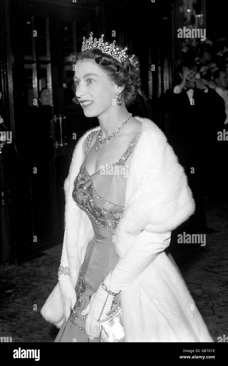 The Queen at the Royal Opera House, Covent Garden, London, on her ...