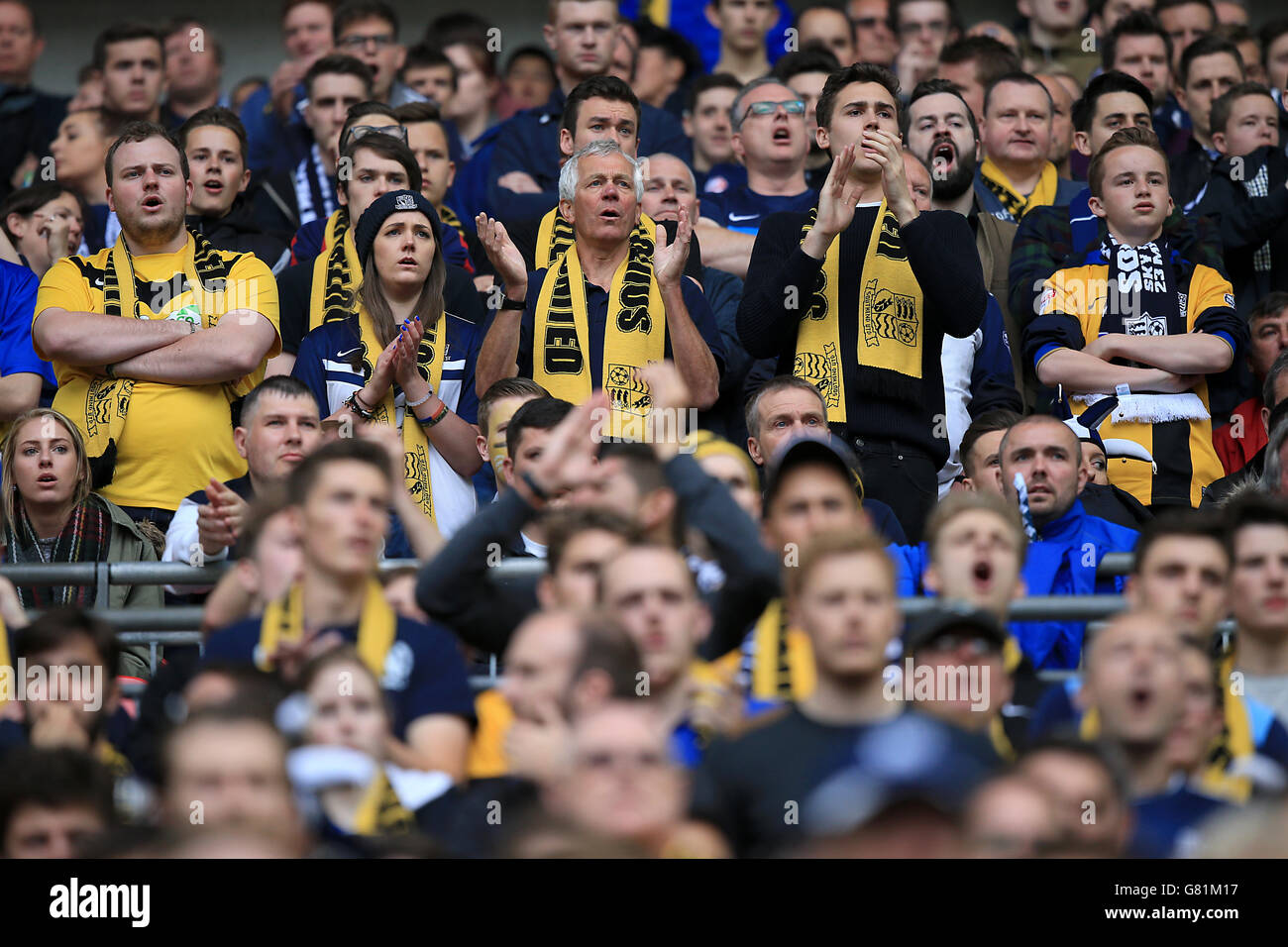 Wycombe Wanderers Fans In The Stands At Wembley Stadium High Resolution ...